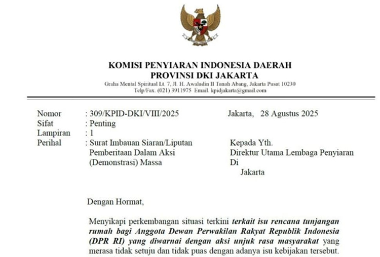 KPID DKI Bantah Surat Edaran soal Liputan Demonstrasi - bogorone.co.id